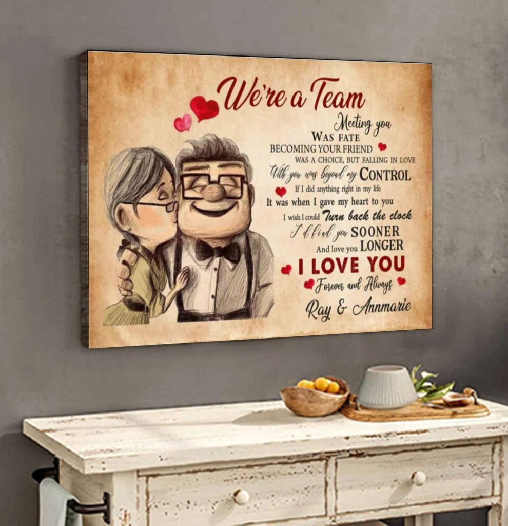 Personalized We're Are Team Old Carl And Ellie Couple Canvas Poster