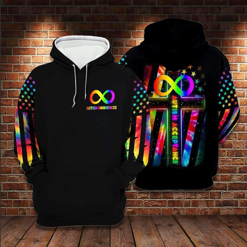 Autism Acceptance American Flag Color Autism Awareness Hoodie, Autism ...